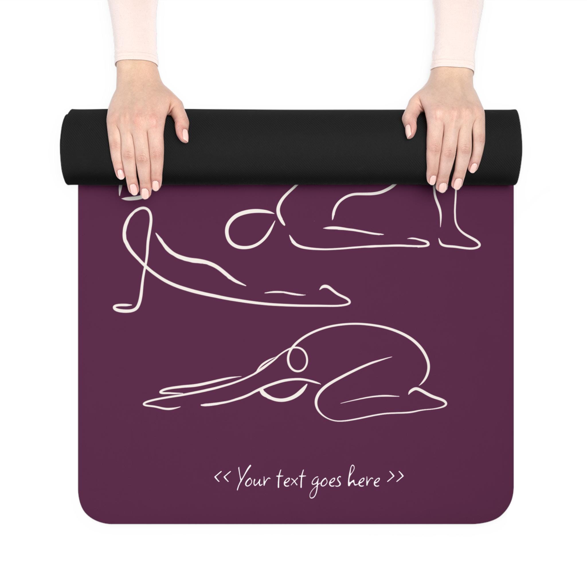 Custom Yoga Mat, Line Art Yoga Poses Design - Exercise Equipment ...