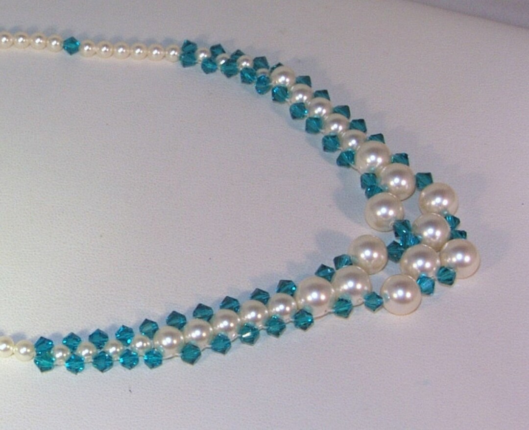Swarovski Pearl & Crystal Bridal Necklace - Shown With Ivory Pearls and ...