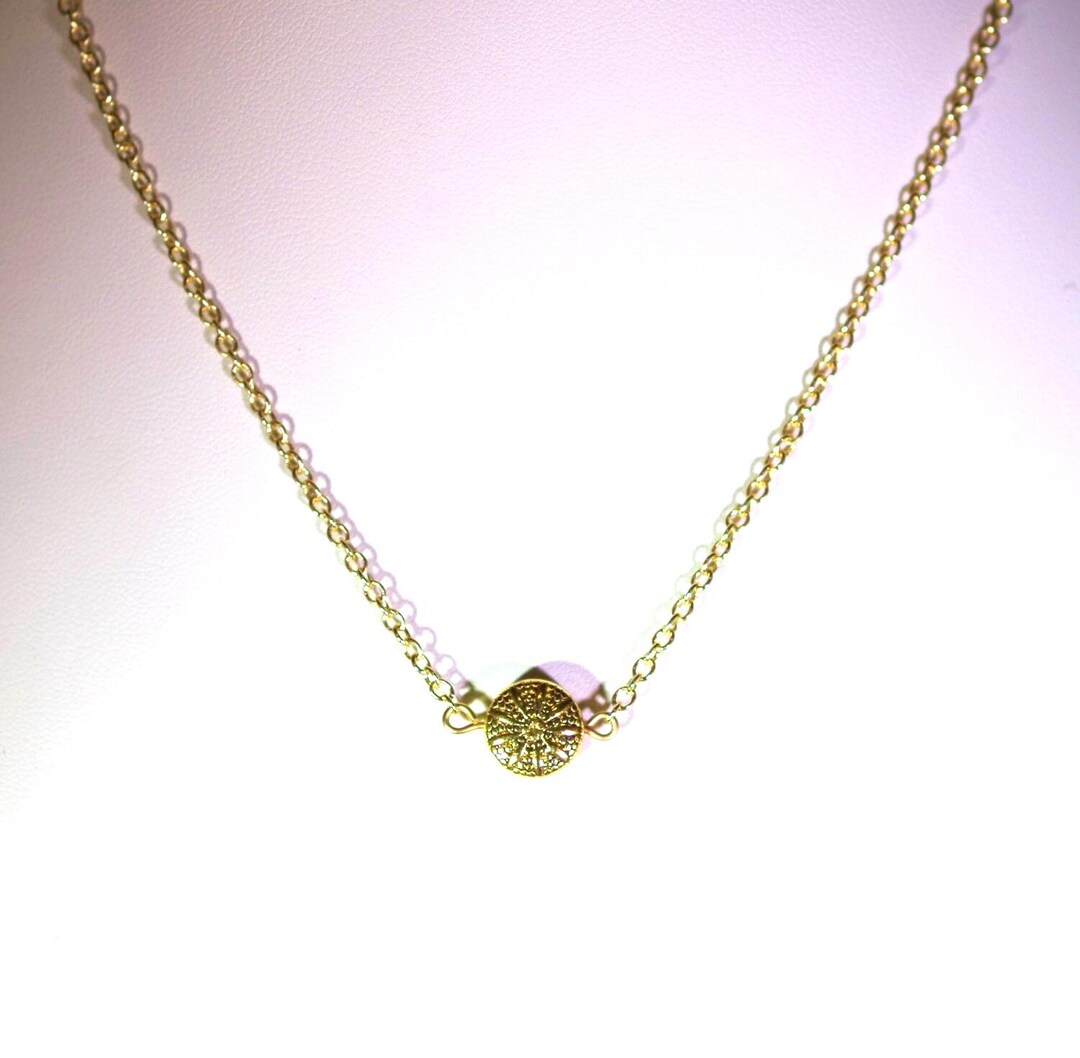 Gold Coin / Flower Solitaire - Made to Order - 3 Lengths Available - Etsy