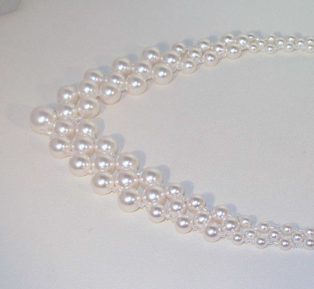 Swarovski Pearl Bridal Necklace - Shown in White Pearls - MADE TO ORDER ...