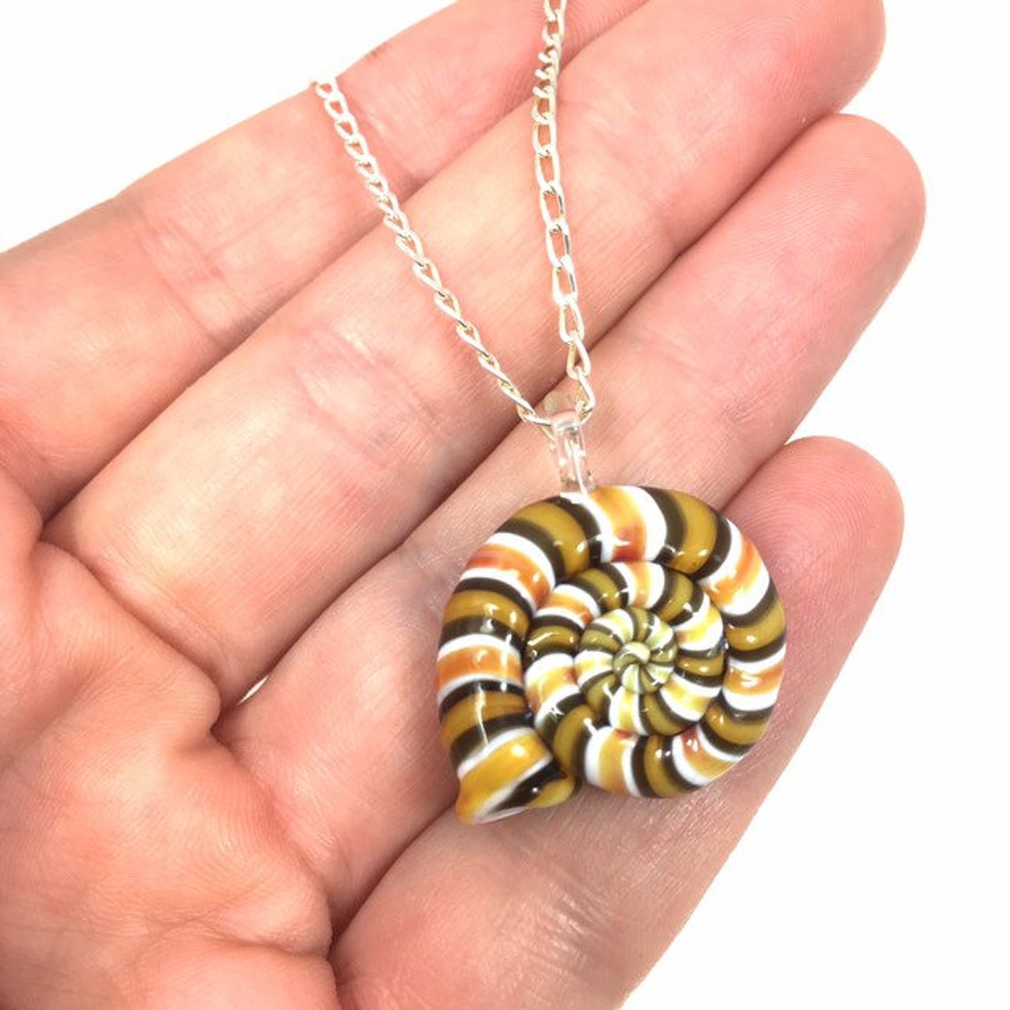 Glass Snail Shell Pendant Necklace | Etsy