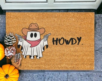 Ghost Cowboy, Halloween Ghost & Bat Pattern, Halloween Doormat ...