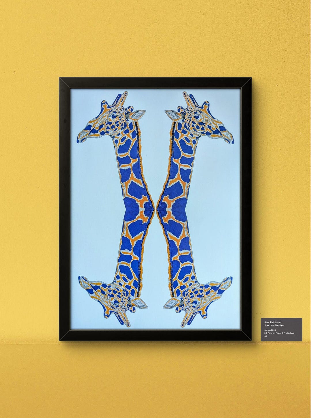 Original Hand Drawn Scottish Giraffe Motif Design Wall Hanging Home ...