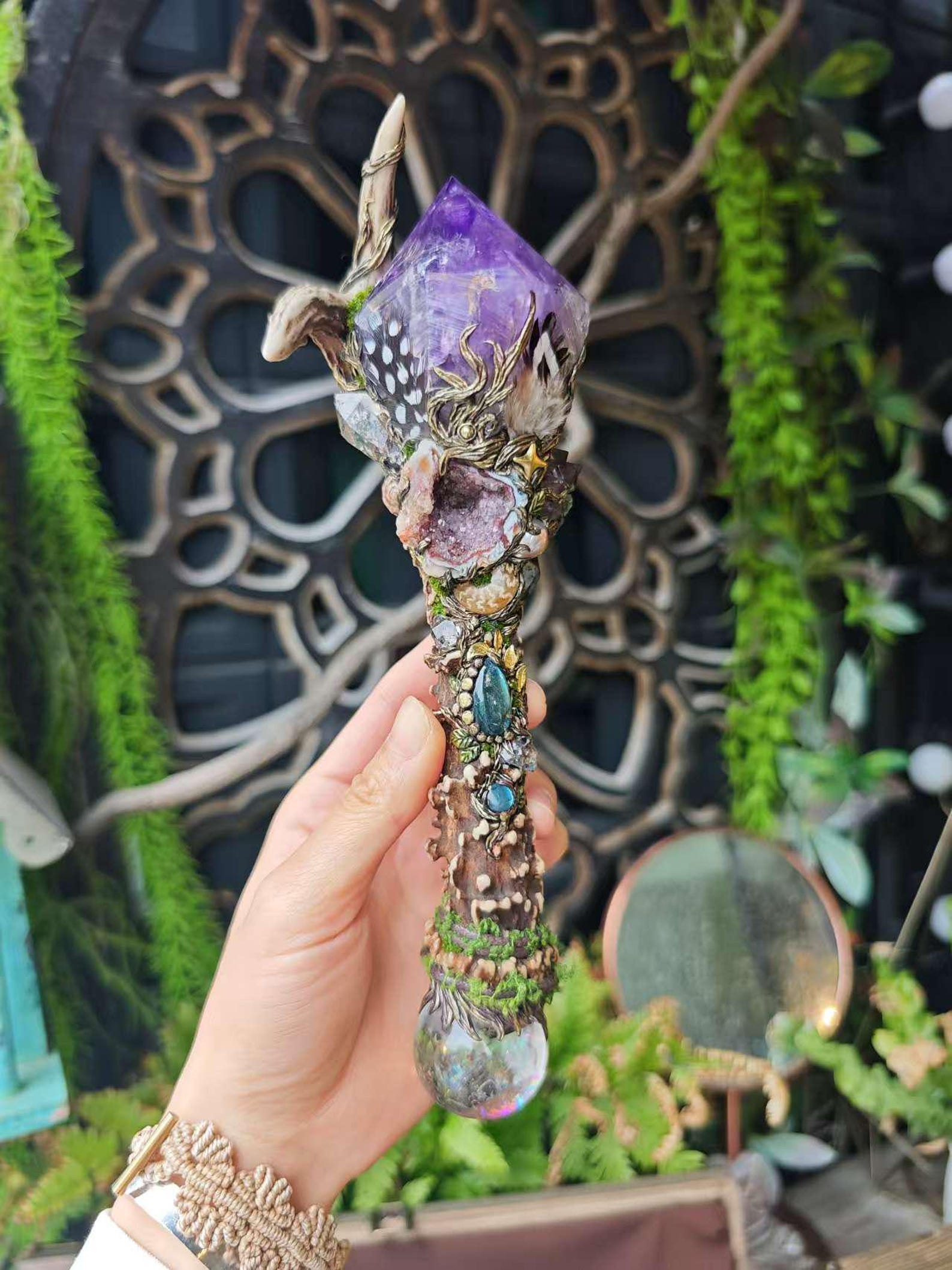 Amethyst Crystal Antler Wand 24 Cm Large Wand One of a Kind for Energy ...