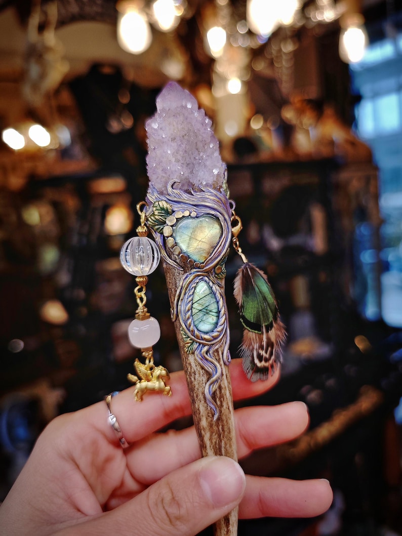 SOLD! Crystal Antler Wand Spirit Quartz One of a Kind for Energy Work ...