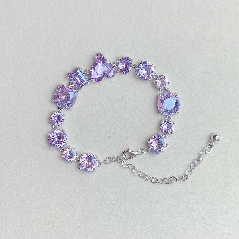 Swarovski Bracelet With Purple Crystals Sterling Silver 925 , Purple ...