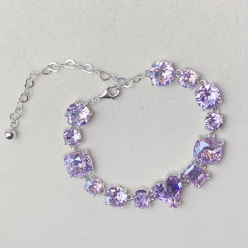 Swarovski Bracelet With Purple Crystals Sterling Silver 925 , Purple ...