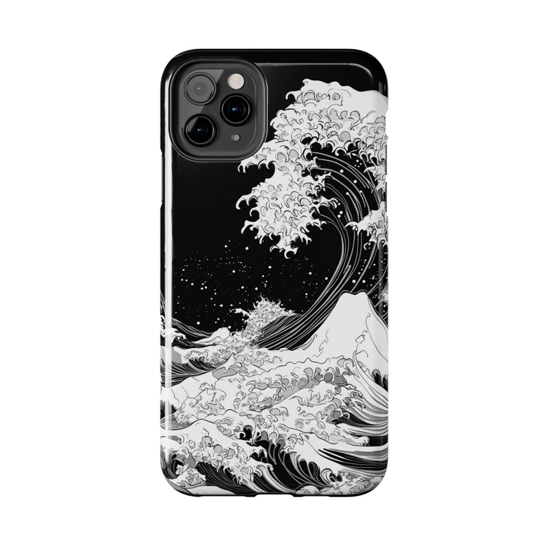 Black and White Wave Design Phone Case, Wave Phone Case, Ocean Phone ...
