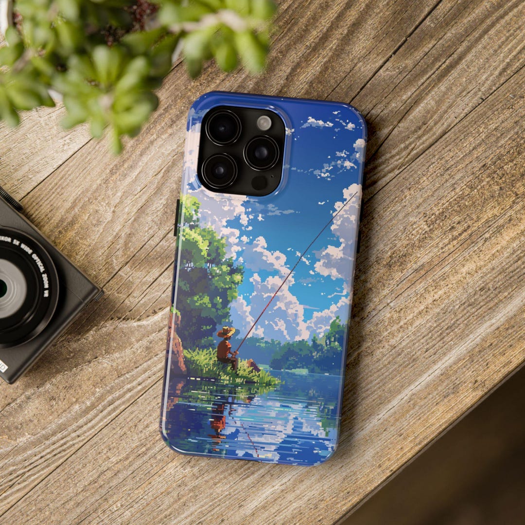 Pixel Fisherman Phone Case Design, Pixel Phone Case, Video Phone Case ...