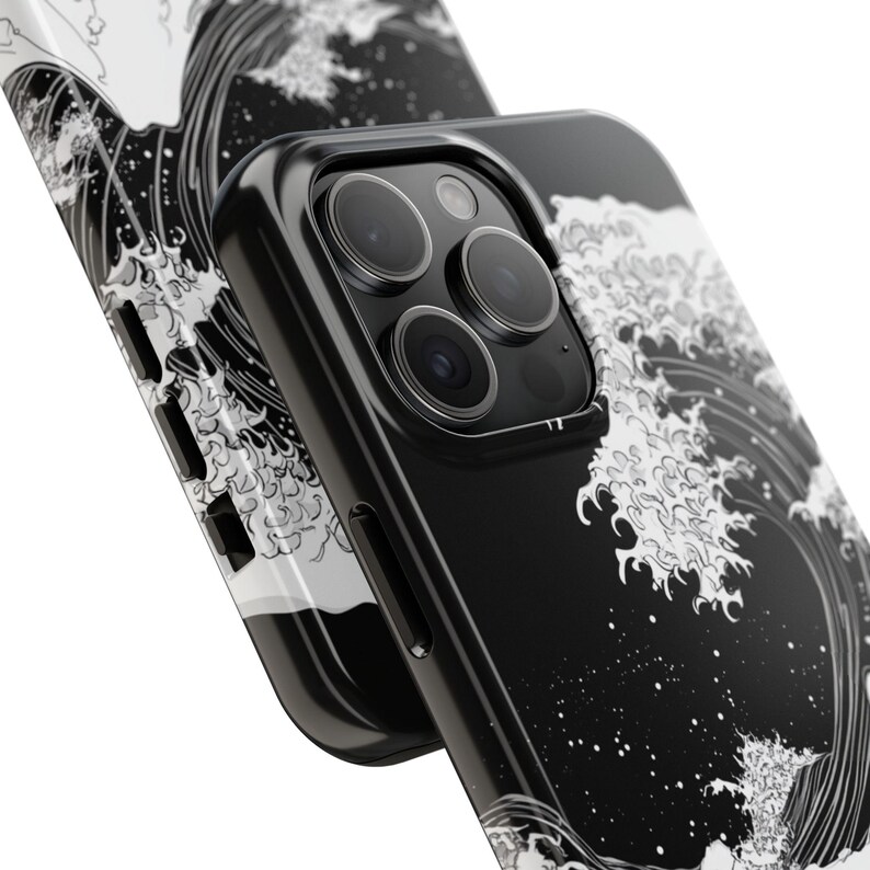 Black and White Wave Design Phone Case, Wave Phone Case, Ocean Phone ...