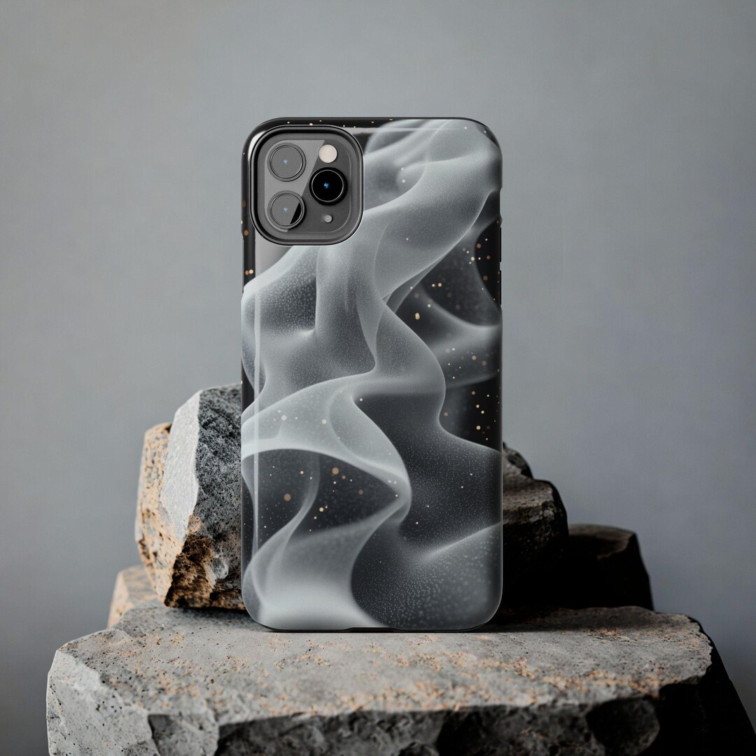 White Abstract Art Case Design With Gold Speckled Background Phone Case ...