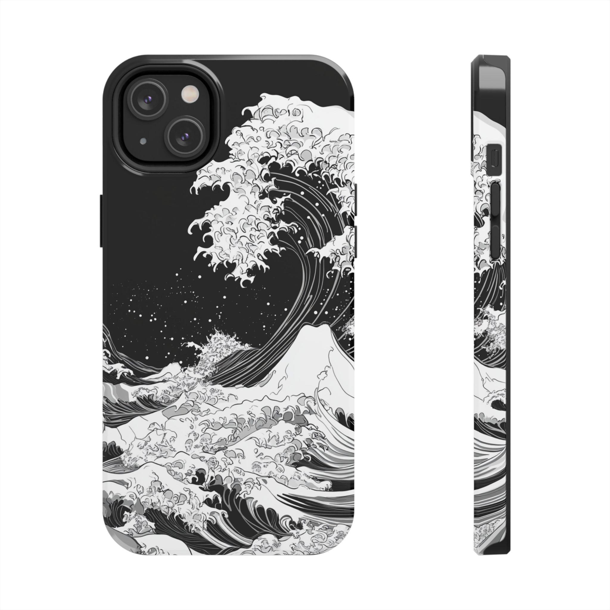 Black and White Wave Design Phone Case, Wave Phone Case, Ocean Phone ...