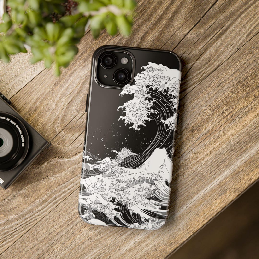Black and White Wave Design Phone Case, Wave Phone Case, Ocean Phone ...
