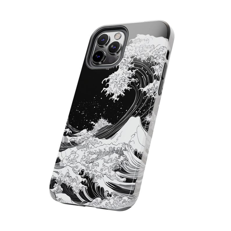 Black and White Wave Design Phone Case, Wave Phone Case, Ocean Phone ...