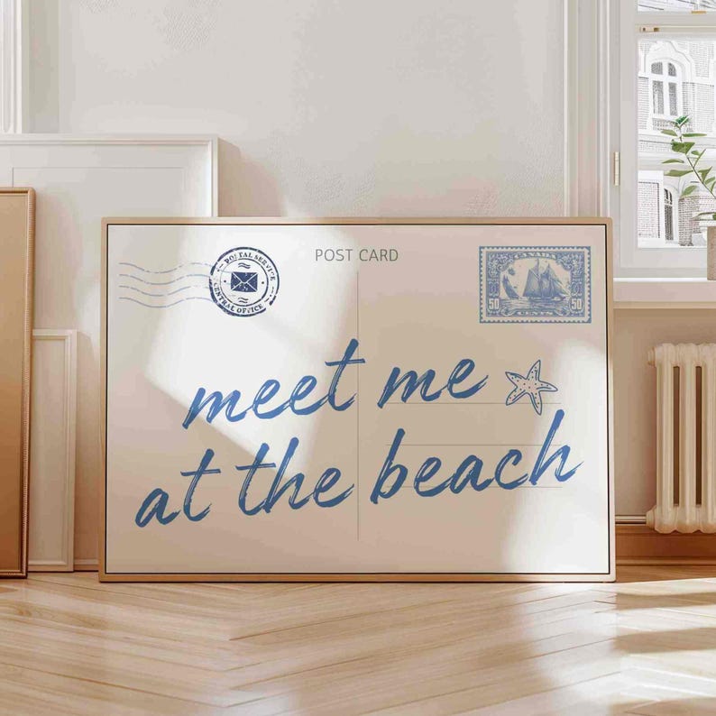 Meet Me at the Beach Postcard Art, Beachy Wall Art, Coastal Cowgirl ...