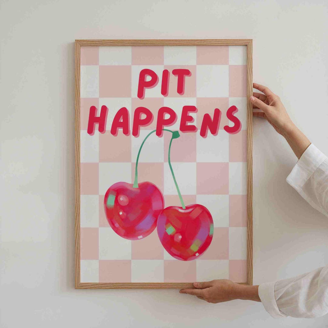 Cherry Art Print, Cute Cherries Print, Modern Kitchen Wall Art, Preppy ...