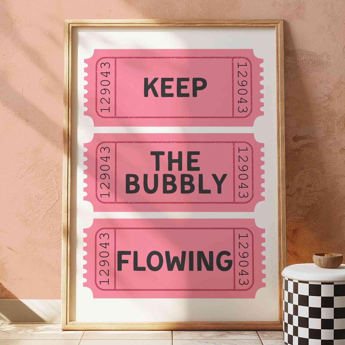 Trendy Ticket Stub Wall Art, Bar Cart Sign Print, Cheers Maximalist Cin ...