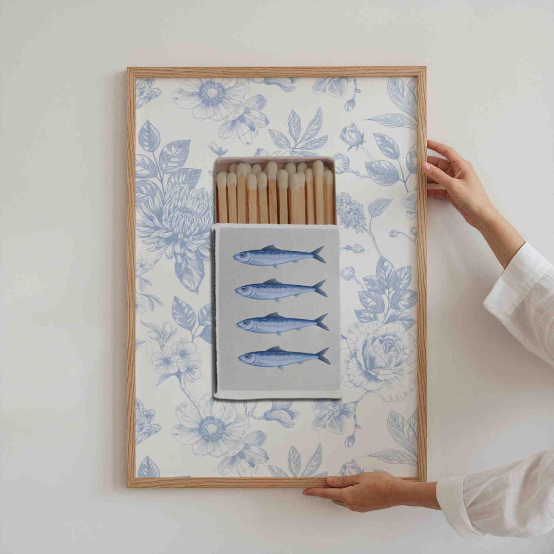 Sardine Matchbook Art, Sardine Art, Matchbox Toile Wall Art, Kitchen ...