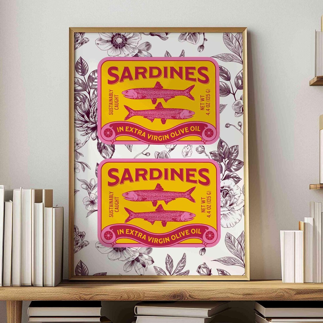 Sardine Print, Sardine Can Art, Toile Wall Art, Retro Kitchen Decor ...