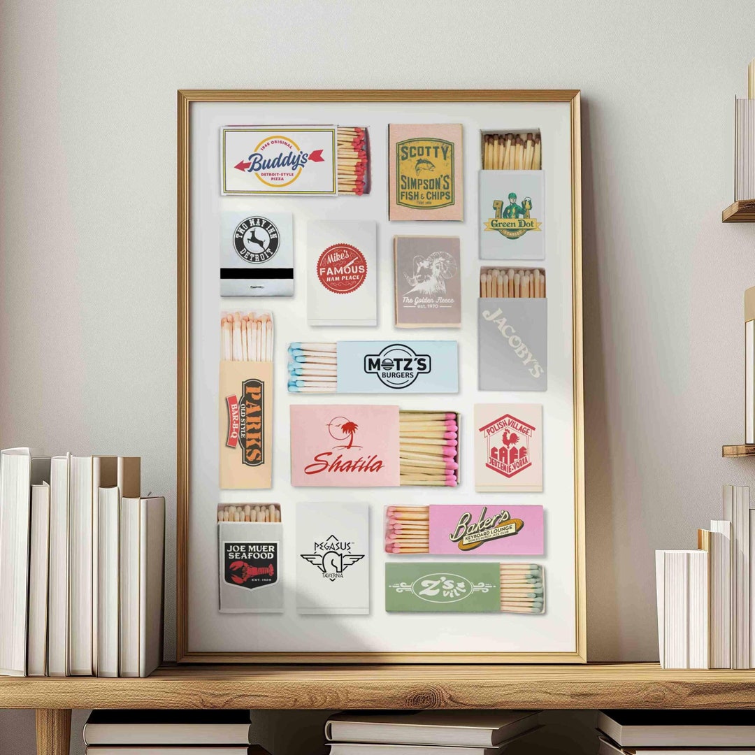 Iconic Detroit Restaurants Matchbook Art, Detroit Digital Art, Cute ...