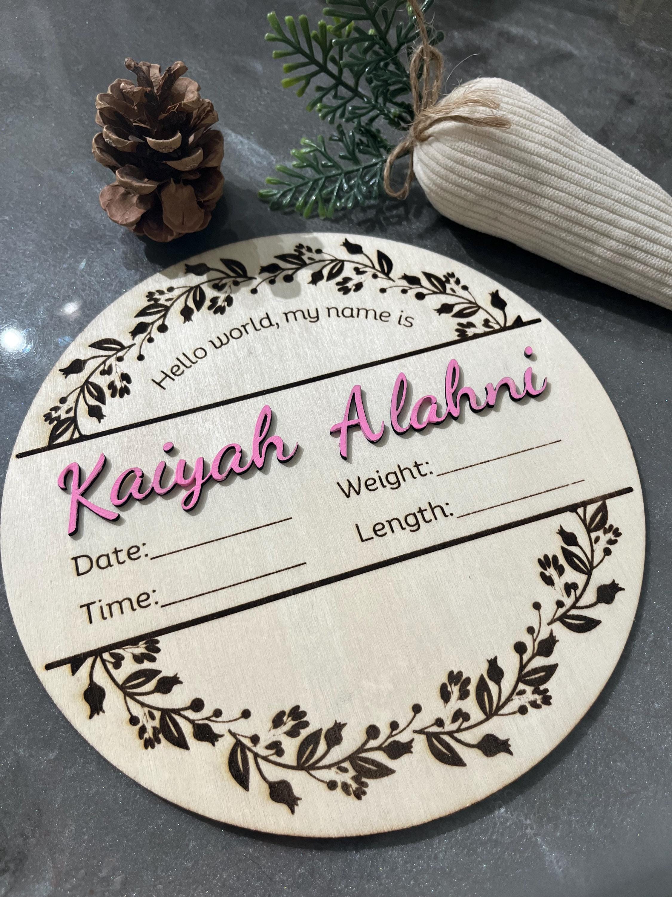 Baby Birth Announcement Sign for Girl | Hello World | Personalized Baby ...