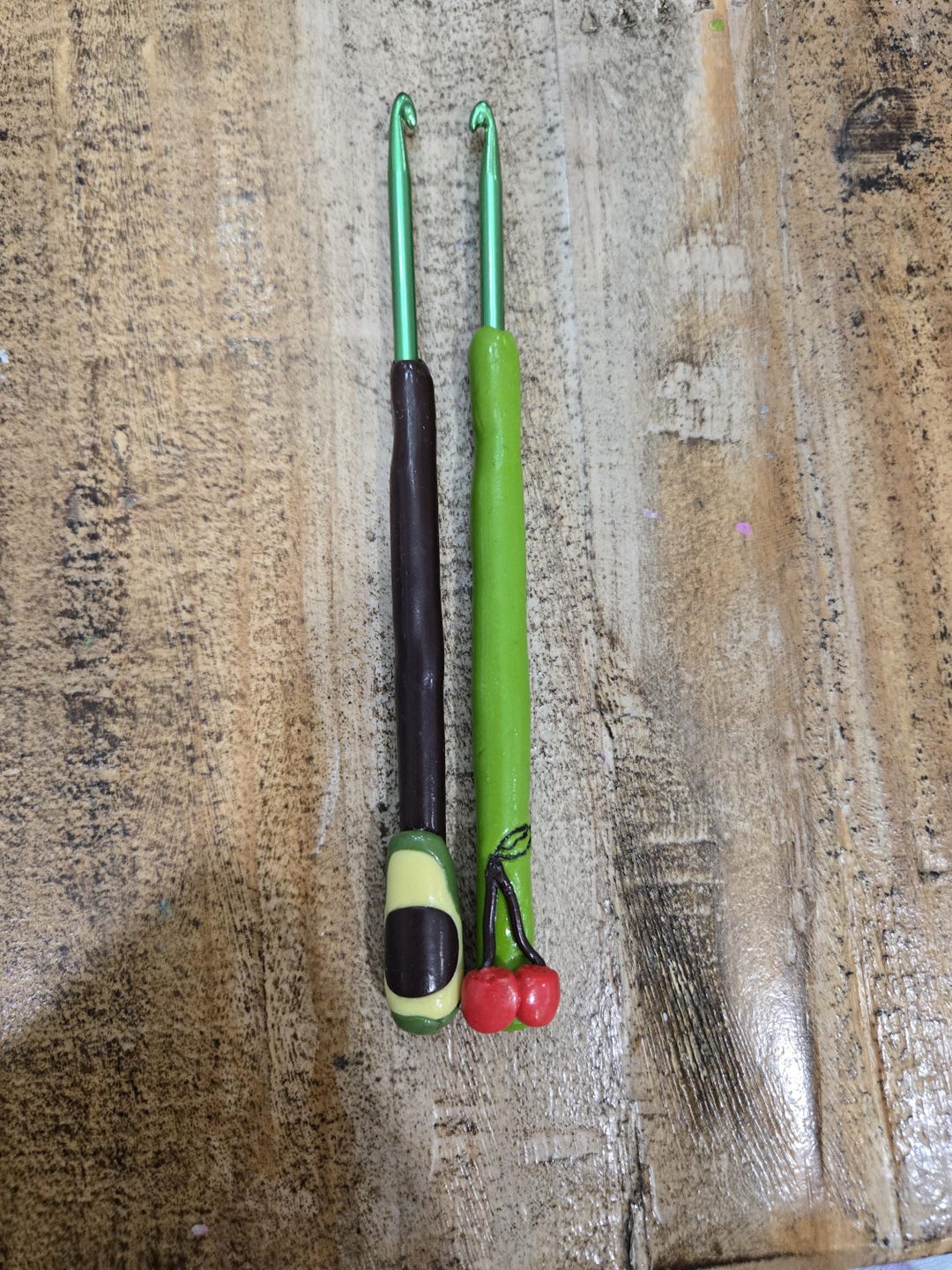 Set of Two Custom Crochet Hooks Avocado and Cherry, 4 Mm. - Etsy