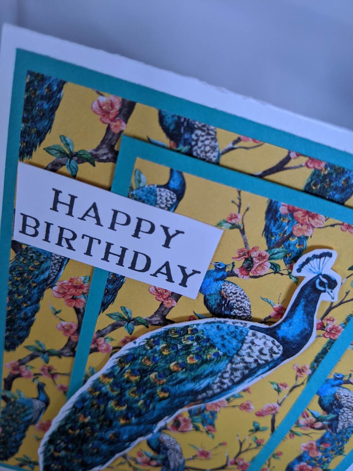 Happy Birthday Peacock Card Etsy