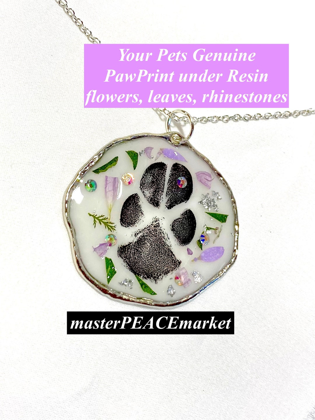 Pet Memorial Pawprint Necklace Pet Memorial Paw Print Necklace Jewelry ...