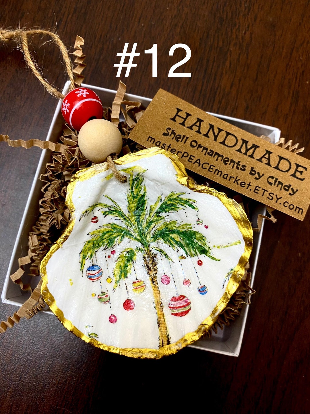 Shell Ornament Scallop Shell With Palm Tree Christmas Tree - Etsy