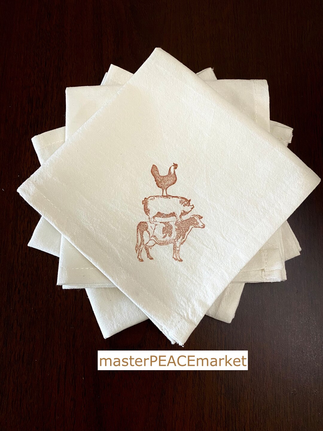 CLOTH NAPKINS / Cow Pig Chicken Napkins / Country Table Napkins / Farm ...