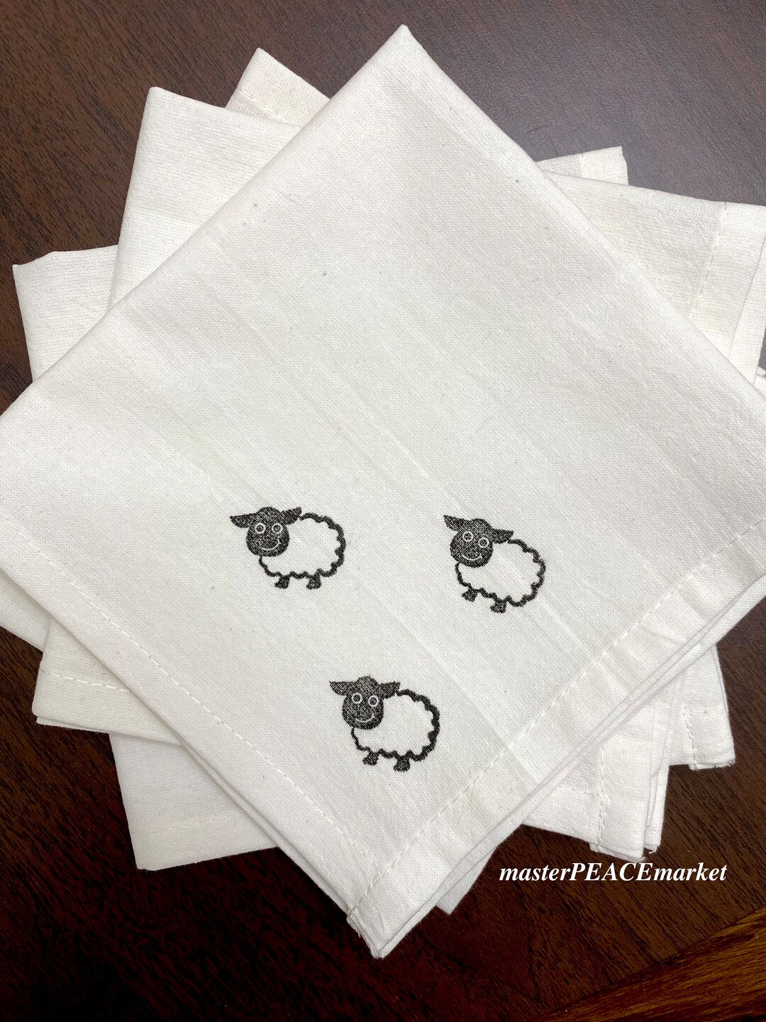 Cloth Napkins, Handmade Napkins, Lambs, Sheep, Farmhouse Table Linens ...