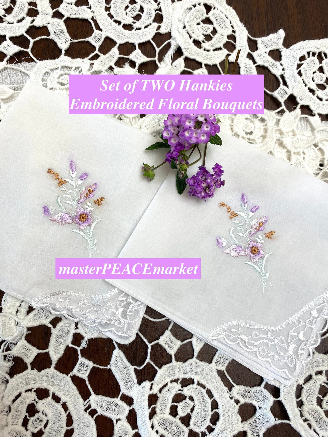 Vintage Style Hankies, Vintage Style Embroidered Handkerchief ...