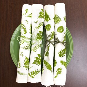 Anthropology Inspired Cloth Napkins, Green Forest Floor Handmade, Leaf ...