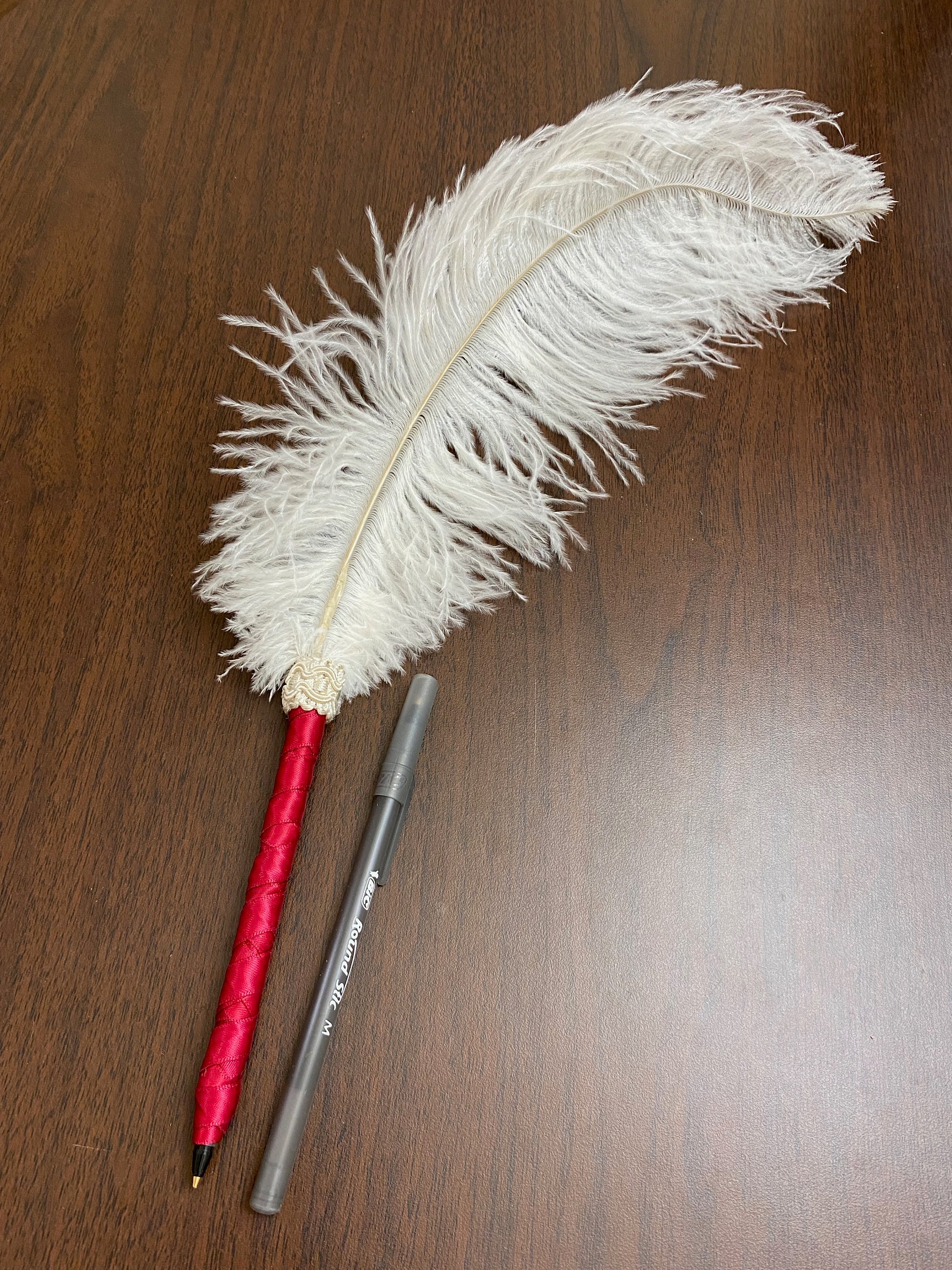 1 Ostrich Feather Pen Triple Wrapped NAVY BLUE Black Ink | Etsy