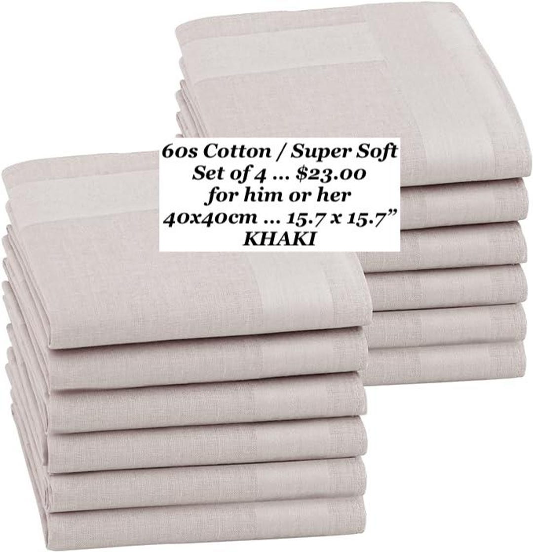 Khaki Cotton Handkerchiefs - Soft 60s Hankies, Extra Large, Set of 4 - Etsy