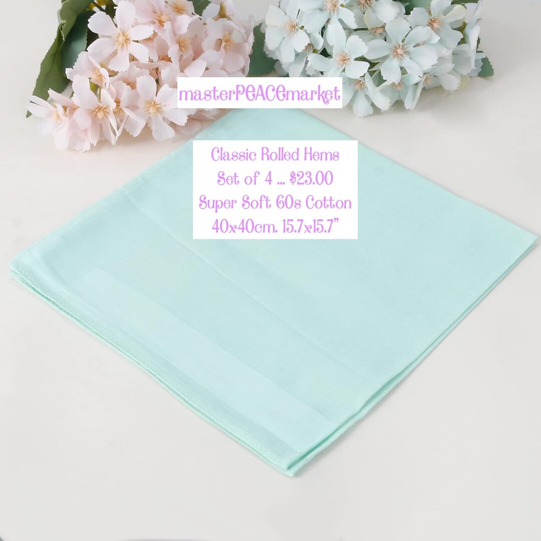 4 Classic MINT GREEN Hankerchiefs for Him or Her 60s Super Soft ...