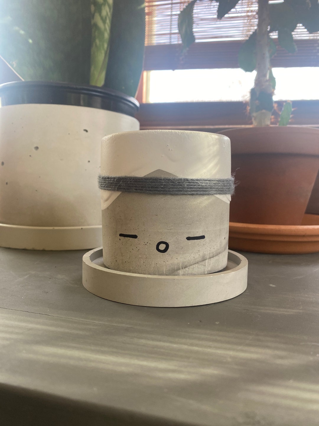 2.5" Circular Flower Pot Friend // Pencil Holder // Yarn Wrapped ...