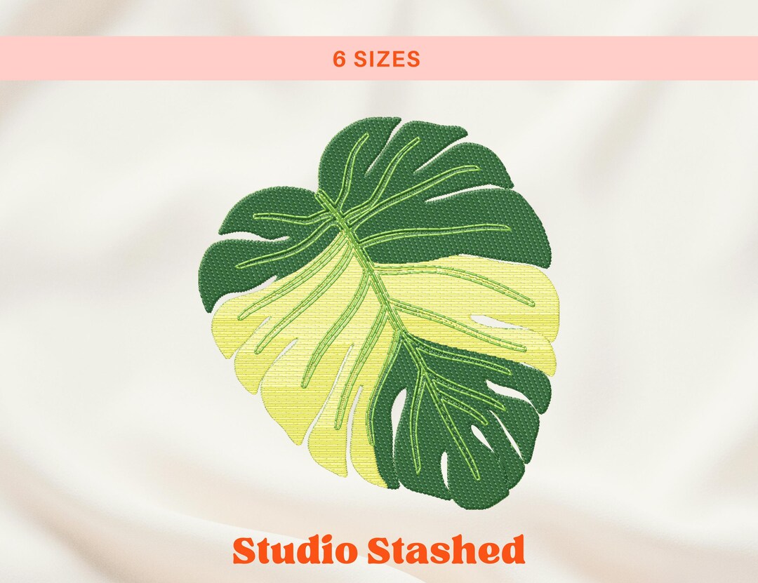 Monstera Leaf Embroidery Design, Tropical Leaf Embroidery, Jungle Plant ...