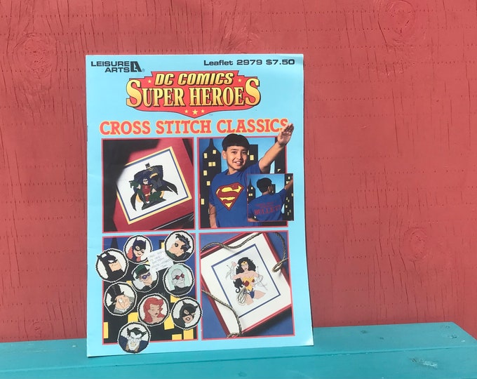1990s DC Comics Superheroes Cross Stitch Pattern Book Vintage Animated ...