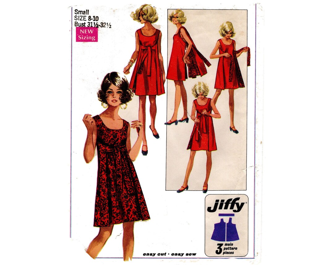 1960s Jiffy Wrap Dress Pattern Size Small Simplicity 8125 Easy Sew Reversible Summer Sundress ...