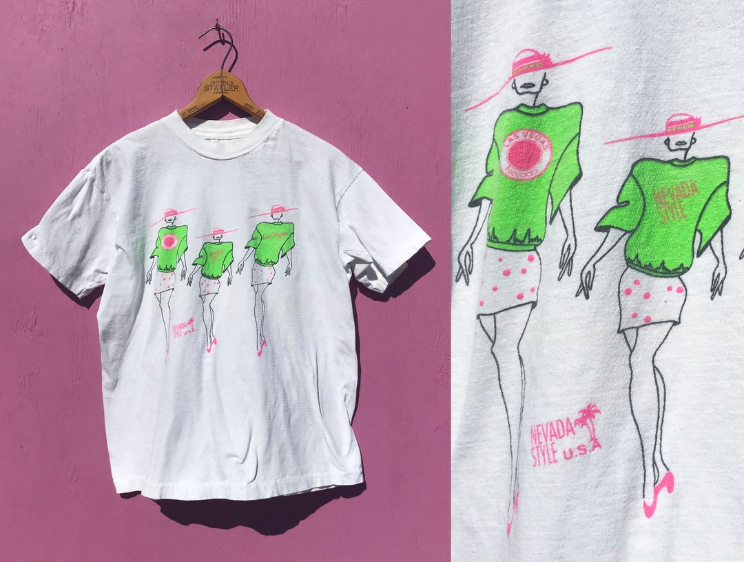 1980s Las Vegas Nevada Style Graphic T Shirt Sz Medium Vintage Neon ...