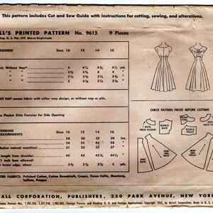 1950s Shelf Bust Dress Pattern Cap Sleeve Fit and Flare Dress Mccalls ...