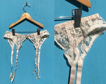 Vintage Lace Garter Belt Ecru Buff Size XS Loop and Button Unworn - Etsy