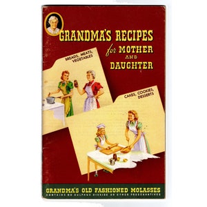 1950s Grandmas Recipes Molasses Cookbook for Mother and Daughter ...