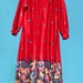 1970s Red House Dress Size Medium Blue Strawberries Birds Loose Fit ...
