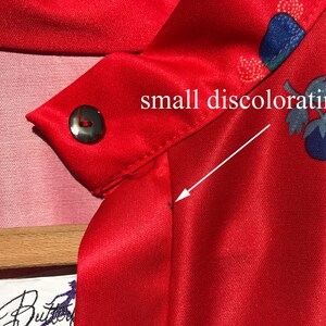 1970s Red House Dress Size Medium Blue Strawberries Birds Loose Fit ...