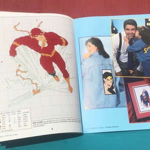 1990s DC Comics Superheroes Cross Stitch Pattern Book Vintage Animated ...