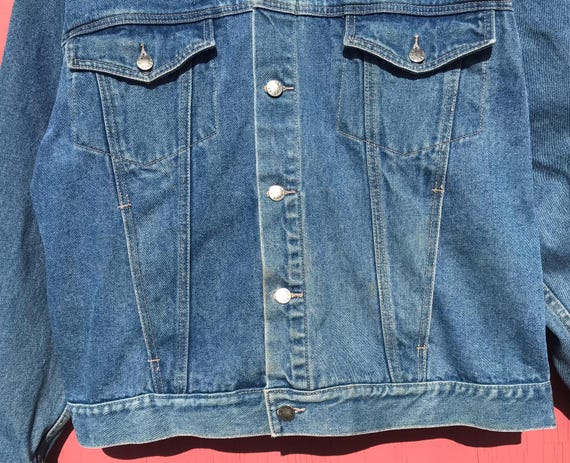 1990s Painted Denim Jacket DISTRESSED Bald Eagle Size… - Gem