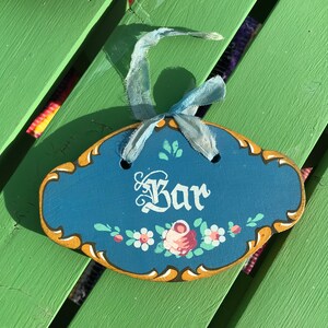 Vintage Painted Wood Small Bar Sign Bavaria German Folk Art Decoration ...