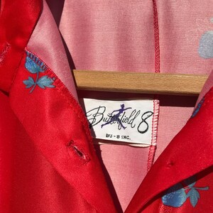 1970s Red House Dress Size Medium Blue Strawberries Birds Loose Fit ...